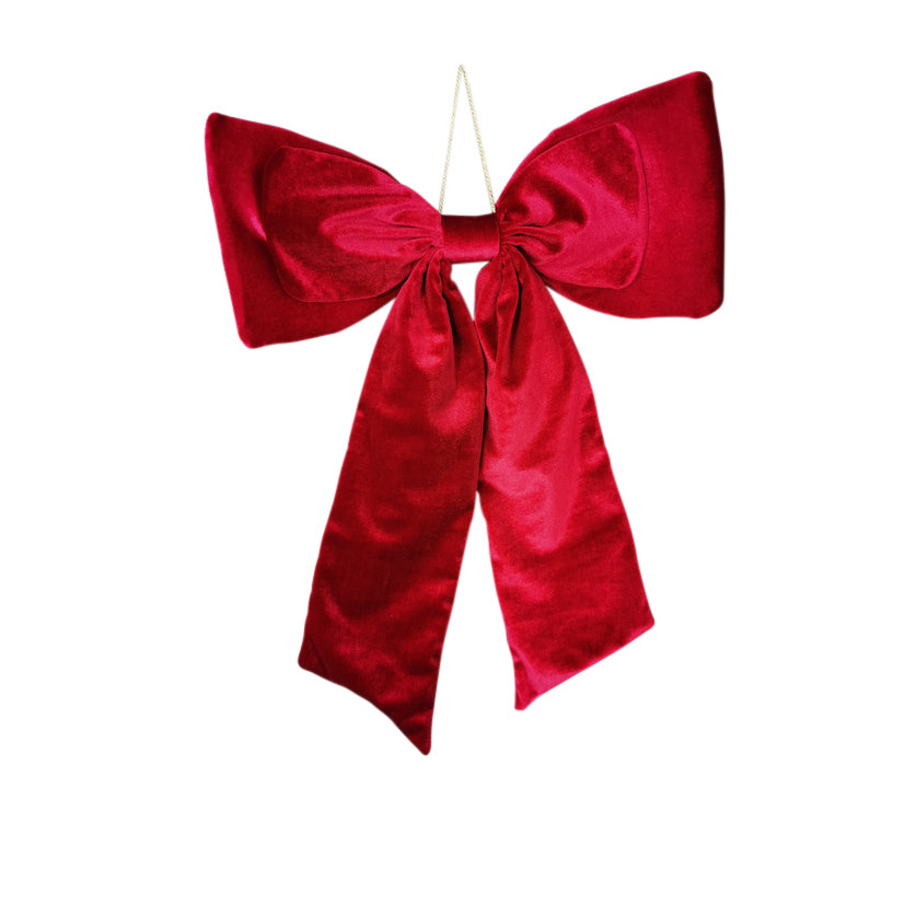50cm Hanging Velvet Red Bow – The White Christmas Co